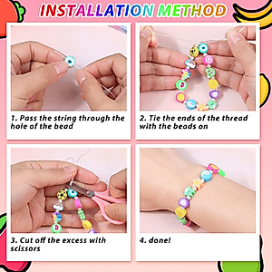 480 Pcs Fruit Flower Polymer Clay Beads, 24 Styles Trendy Cute Smiley Bead Charms for Bracelets Jewelry Necklace Earring Making with Elastic String