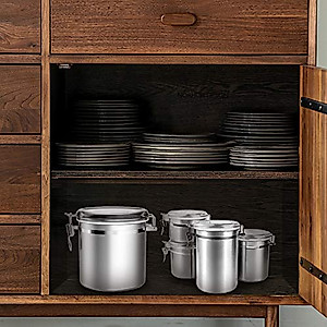 ENLOY 165oz Stainless Steel Airtight Canister for Kitchen, Large Flour Coffee Bean Tea Cereal Sugar Cookie Metal Food Storage Canisters with Clear Lid and Sturdy Locking Clamp