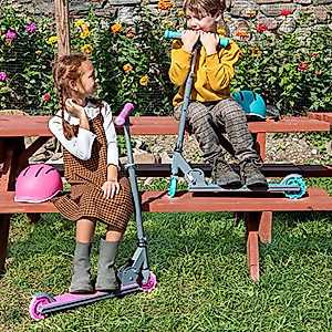 Jetson Scooters - Leo Kick Scooter (Pink) - Collapsible Portable Kids Push Scooter - Lightweight Folding Design with High Visibility RGB Light Up LEDs Wheels and Adjustable Height Handlebars