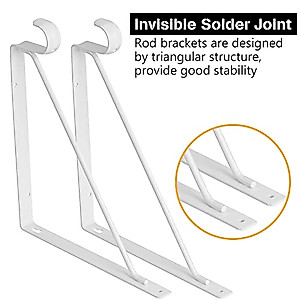 4Pack Closet Shelf Brackets, Heavy Duty Closet Rod & Shelf Brackets, 11 Inch Closet Brackets with Rod Holder, Hanger Pole Support Bracket for Clothes, Wall Mount Closet Rod Brackets with Screws-White