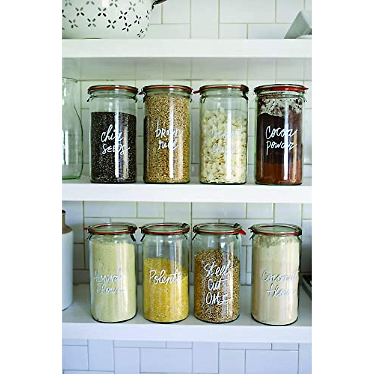 Weck Canning Jars - Weck Jars made of Transparent Glass - Eco-Friendly Canning Jar - Storage for Food with Air Tight Seal and Lid - 1.5 Liter Tall Jars Set - Set of 2 Jars with Lids