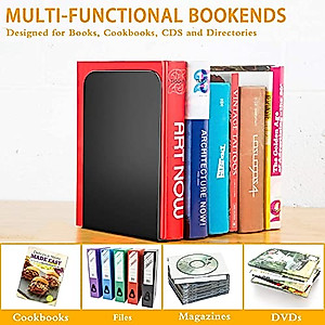 Bookend, Black Metal Bookends for Shelf Book Ends for Heavy Books, 2 Pieces Book Stopper for Home Office School