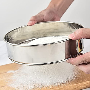 6 Pieces Stainless Steel Round Sifter 40 Mesh Sieve Fine Mesh Round Flour Sieve for Bake Decorate Cakes, Pies, Pastries, Cupcakes