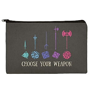 Choose Your Weapon Dungeon RPG Dice Pencil Pen Organizer Zipper Pouch Case