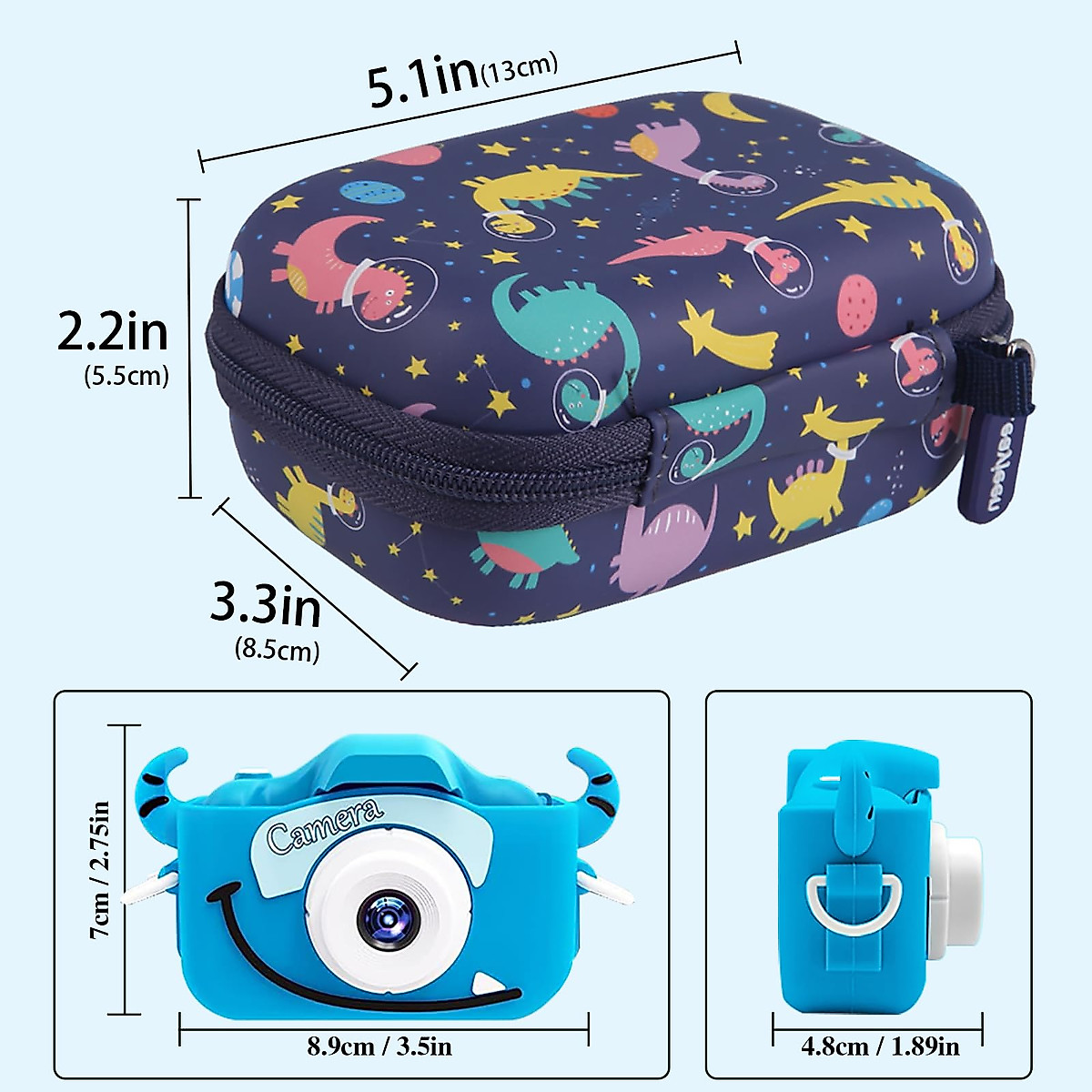 Leayjeen Kids Camera Case Compatible with Seckton/GKTZ/OZMI/HANGRUI/VATENIC/Langwolf and More Kid Toddler Digital Cameras Toys for Birthday Boys Girls Gifts (Case Only)…