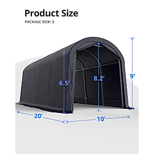KING BIRD 10' x 20' Heavy Duty Carport Round Style Outdoor Instant Garage Anti-Snow Car Canopy with Reinforced Ground Bars