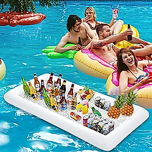 MorTime 4 PACK Inflatable Ice Serving Bar, 53"x25" Pool Party Buffet Drink Cooler, Ice Tray Food Drink Containers for Summer Parties