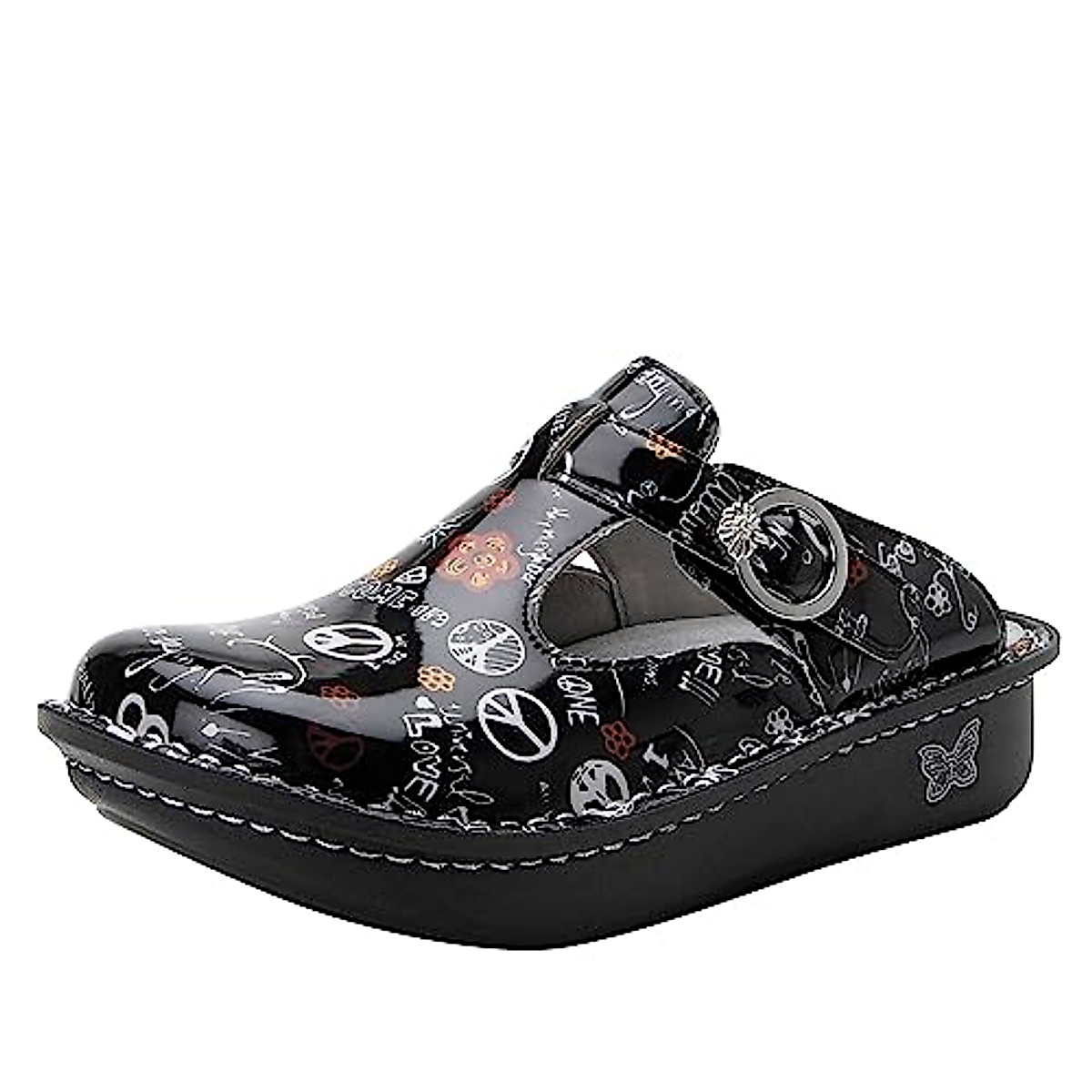 Alegria Women's Classic Peace & Love Patent Clog 9.5-10 W US