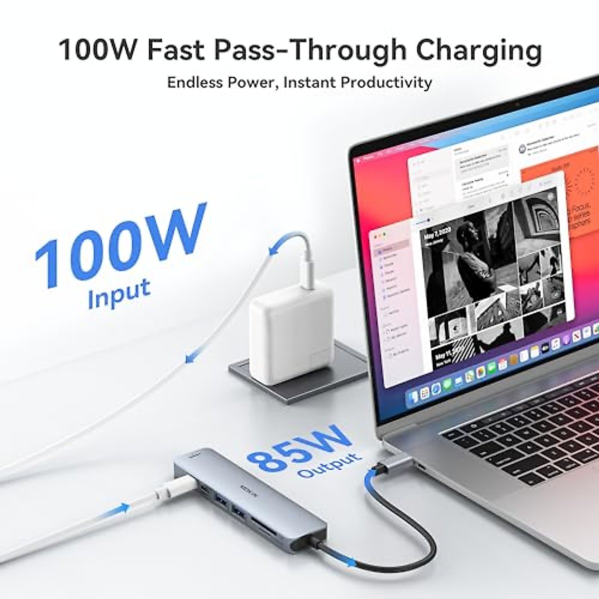 USB C Hub HDMI Adapter for MacBook Pro/Air, MOKiN 7 in 1 USB C Dongle with HDMI, SD/TF Card Reader, USB C Data Port,100W PD, and 2 USB 3.0 Compatible for MacBook Pro/Air, Dell XPS, Lenovo Thinkpad.