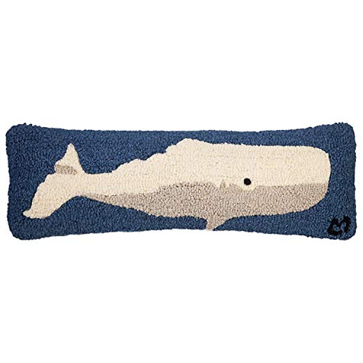 Chandler 4 Corners Artist-Designed Classic Whale Hand-Hooked Wool Decorative Throw Pillow (8” x 24”)