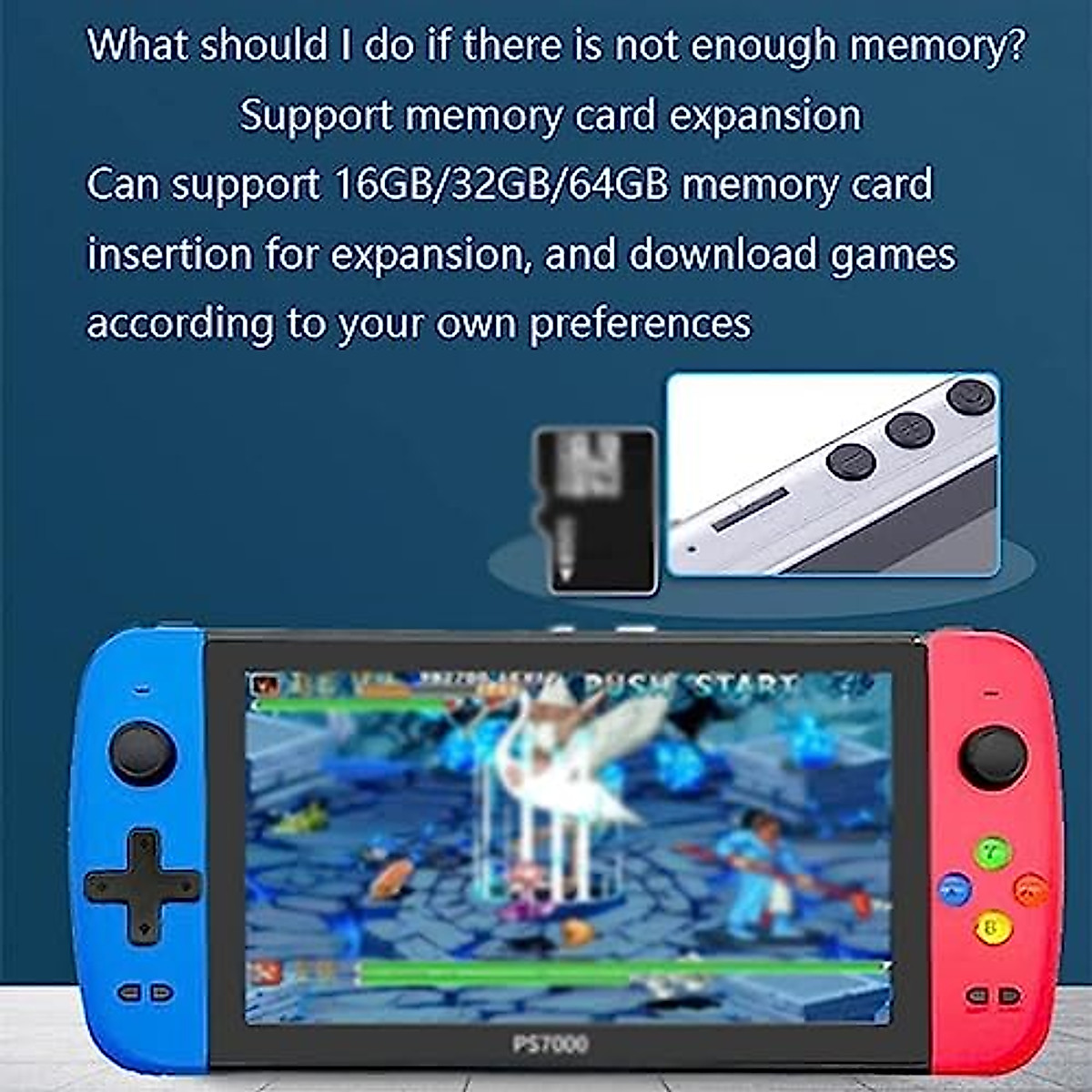 TAMNAN PS7000 Handheld Game Consoles, 128-Bit 7-Inch Large-Screen HD Double Pocket Game Console Built-in 10 Emulators Support Memory Expansion and Game Save