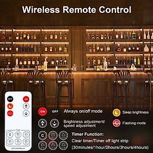 8 PCS Under Cabinet Lights Kit, 2700K Warm White Under Cabinet Lighting, Bright Flexible Pre-cut Led Strip Lights with Remote and Adapter, Dimmable Timing for Kitchen Cabinet, Counter, Shelf, Showcase