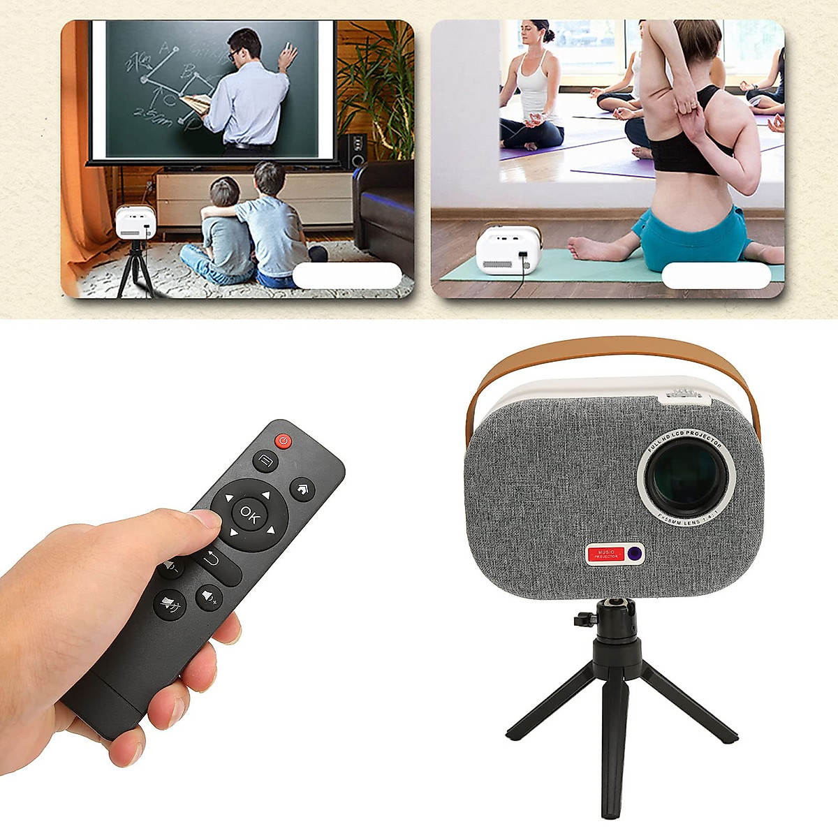 Rosvola Film Projector, 100 to 240 V Projector for Tablets for Computers (U.S. regulations)