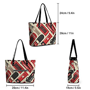 Womens Handbag London Elements Pattern Leather Tote Bag Top Handle Satchel Bags For Lady