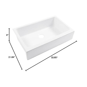 Sinkology Grace Crisp White Fireclay 34 Single Bowl Undermount Farmhouse Apron Kitchen Sink and Drain