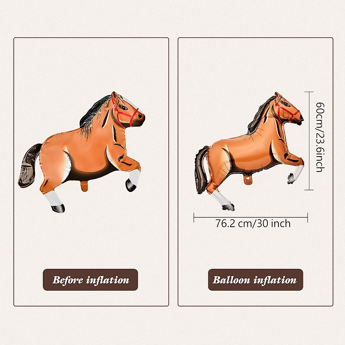 8 Pieces 40 Inch Large Horse Foil Balloon Brown Horse Balloon Cowboy Foil Balloon for Birthday Baby Shower Cowboy Horse Animal Themed Party Decorations