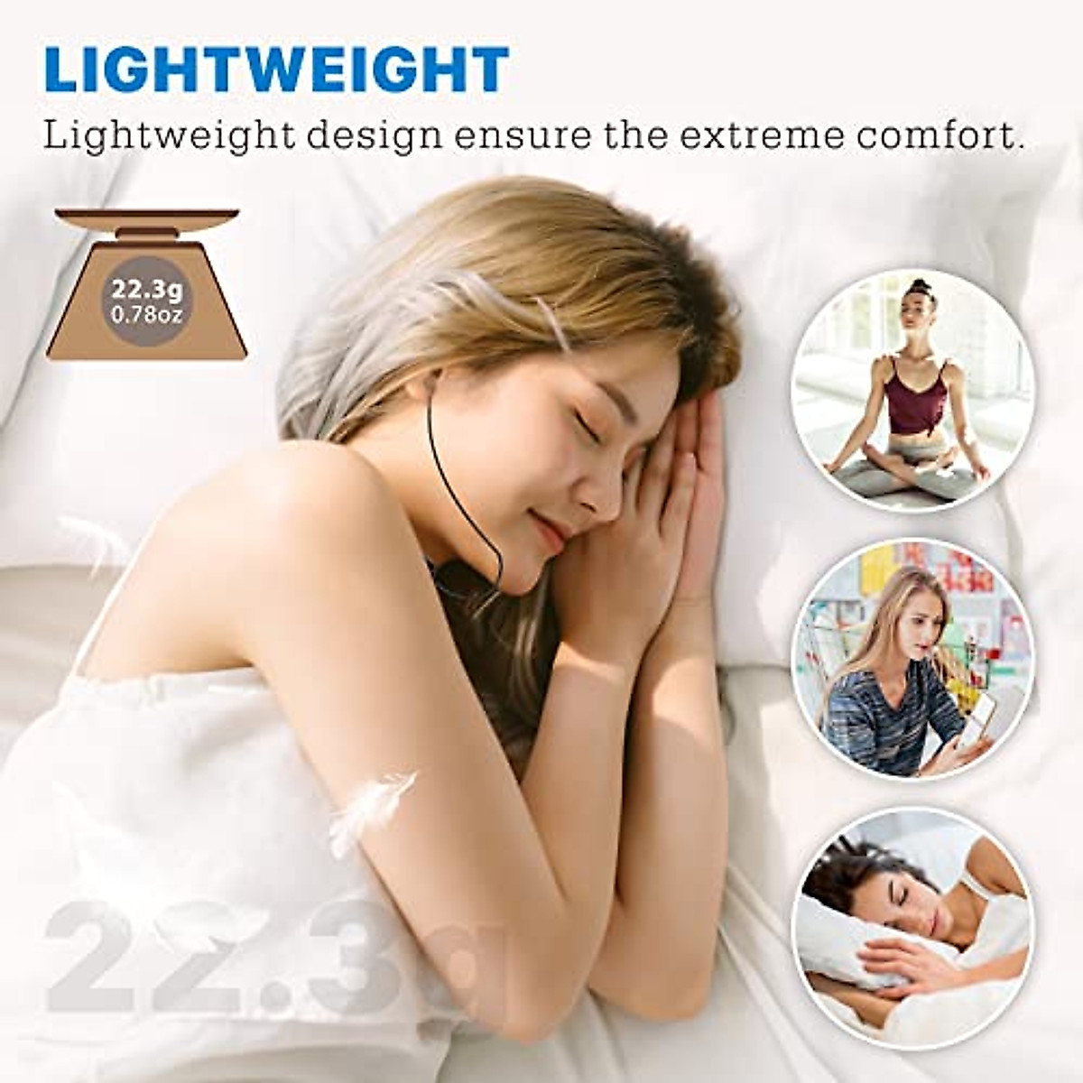 Hearprotek Wireless Earbuds Headphones for Sleeping, Bluetooth 5.2 Sleep Headphones-Soft and Lightweight in-Ear Earbuds for Sleeping, 25+Hour Playtime, Ideal for Side Sleepers, Relaxing, Meditating