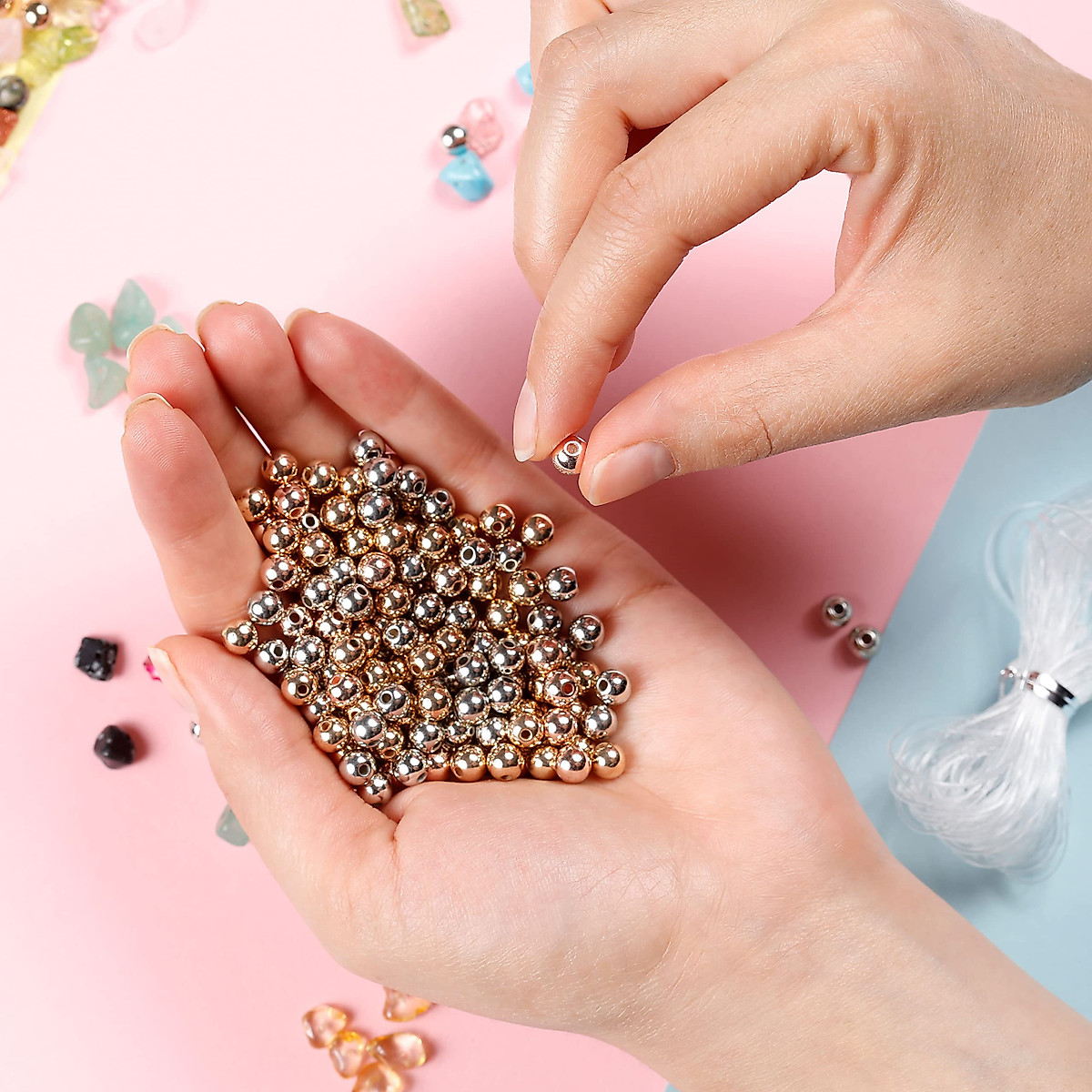 Incraftables 1000pcs Chip Crystal Beads (24 Colors Gemstones). Best Rock Beads for Jewelry Making, Rings & DIY Crafts. Bulk Natural Stone Chip Beads w/Spacer Bead, Earrings & Bracelet Wire (6-9 mm)