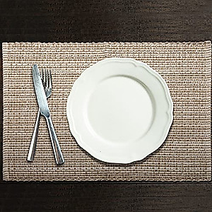 Urban Villa Placemats for Dining Table 100% Cotton Placemats 14''x20'' Over Sized Tablemats Set of 6 Placemats Egg Shell Two Tone Tablemats for Family Dinners Wedding Parties Everyday Use Placemats