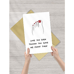 Qiyepbro Funny Birthday card for Mom Toes Mothers Day Card Birthday Gift Card for Mom Daughter Birthday Card Love You Even Though You Gave Me Funny Toes