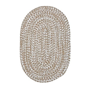Farmdale Woven Tweed Reversible Braided 20X30 Scatter Throw Rug - Desert Beige, Handcrafted in USA, Woven Texture, High Traffic, Entrys, Kitchen, Living Room, Bed, Bath, Porch - 20 IN X 30 IN Oval