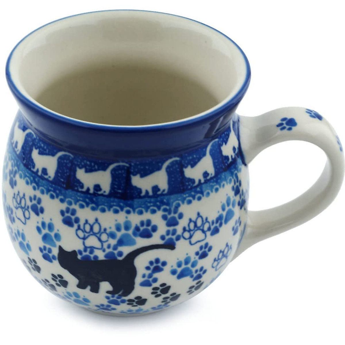 Polish Pottery Bubble Mug 16 oz made by Ceramika Artystyczna (Boo Boo Kitty Paws Theme)