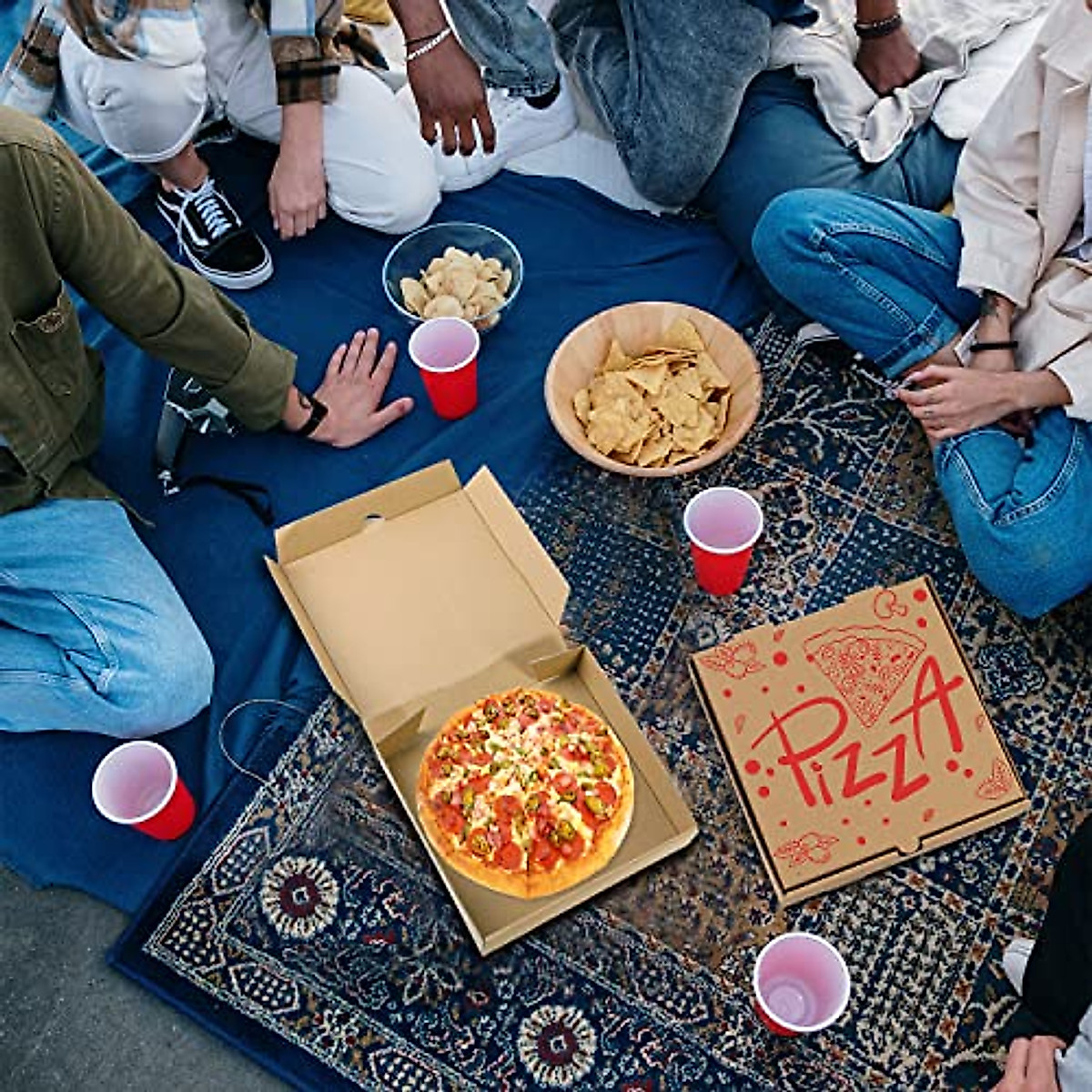 Zitonyang Pizza Boxes,15 Pack Cardboard Pizza Boxes Kraft Corrugated Pizza Boxes Cardboard Boxes Take Out Containers,Square Pizzeria Bakery Packaging Box,Takeaway Mailing Shipping(Red)