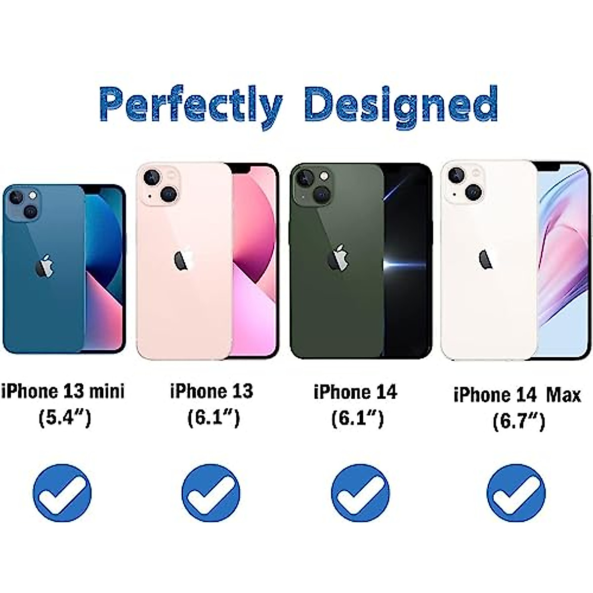 QHOHQ [3 Pack Tempered Glass Camera Lens Protector for iPhone 14/13 [6.1 Inch]/14 Plus 6.7"/13 Mini 5.4 Inch, Ultra HD, 9H Hardness, Scratch Resistant, with [Removal Tool] [Support night shooting]