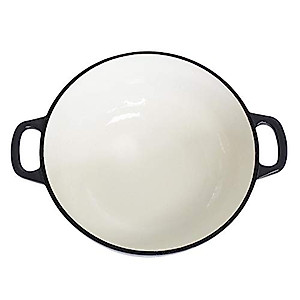Mirro MIR-19059 4.8 Quart Cast Iron White Enamel Coated Interior Dutch Oven, Grey, Ready to Use