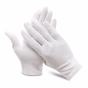 6 Pairs Soft White Cotton Gloves for Cosmetic Moisturizing Coin Jewelry Inspection Stretchable Lining Glove Size S-XL (XL)