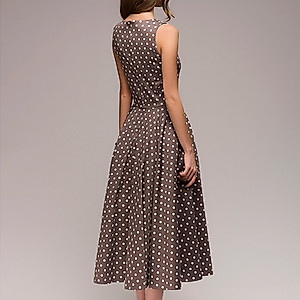 Simple Flavor Women's Vintage Dress Sleeveless O-Neck Party Cocktail Dress (Brown, S)