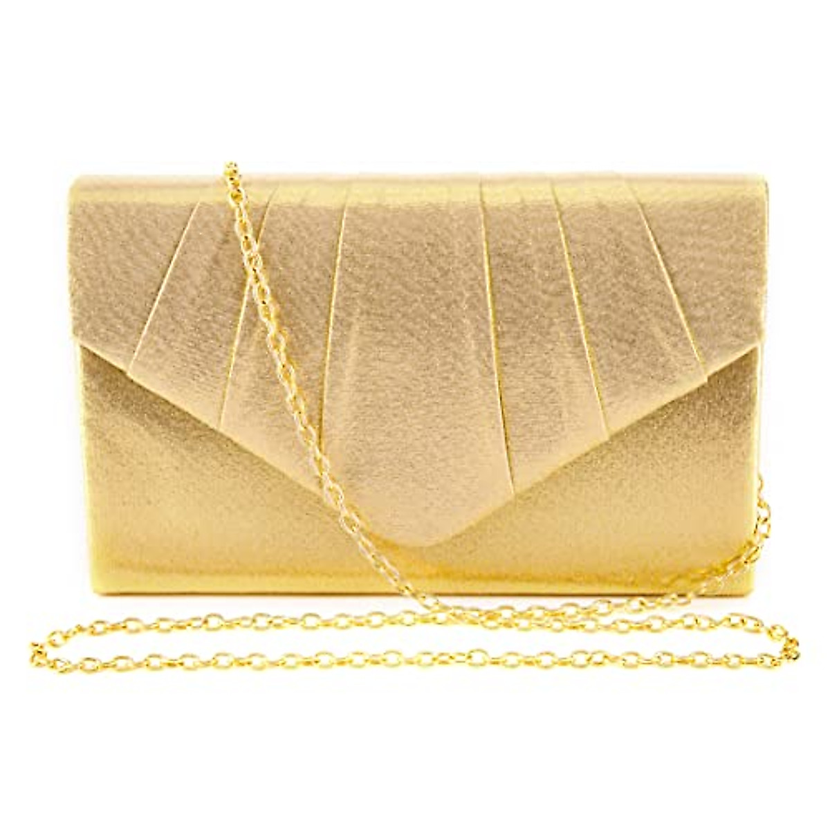 SUCCUNA Clutch Purses Envelope Evening Bag For Women Girl Gold Shimmery Pleated Crossbody Handbags for Wedding Party Dating