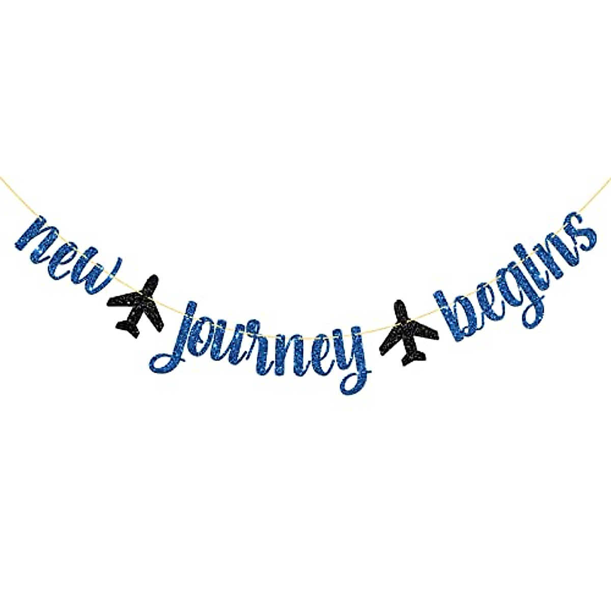 MonMon & Craft New Journey Begins Banner / We'll Miss You Banner / Job Change / Office Work Party / Retirement Banner / Graduation Party Supplies Black