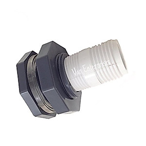 Van Enterprises 3/4" Bulkhead Fitting with Garden Hose Adapter Kit for Rain Barrels, Aquariums, Water Tanks, Tubs, Ponds