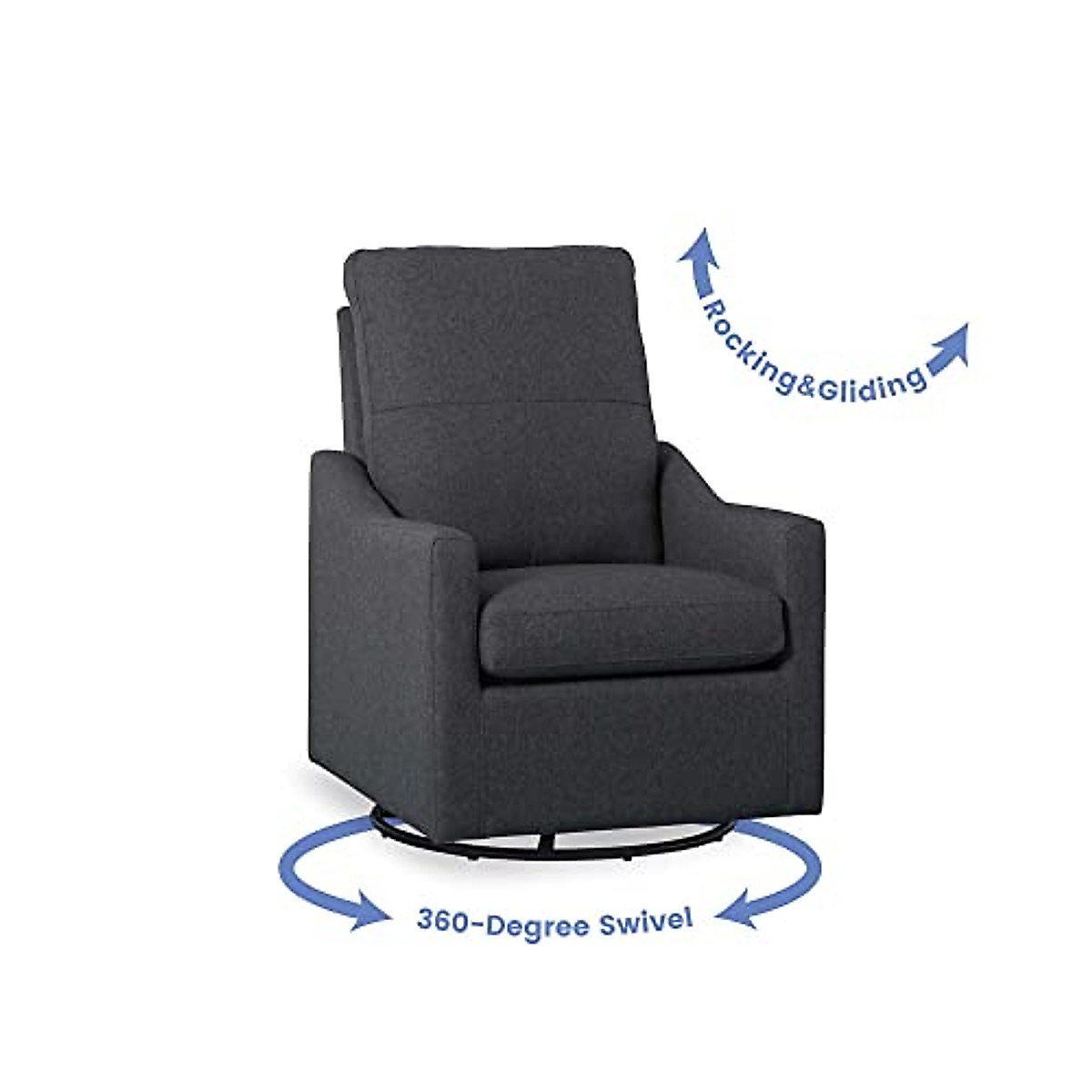 Delta Children Kenwood Glider Swivel Rocker Chair, Dark Grey