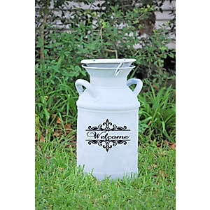 Welcome monogram decal | Milk can decal | Front porch decor | Front door decal | Farmhouse Style vinyl sticker | (Milk Can NOT Included)
