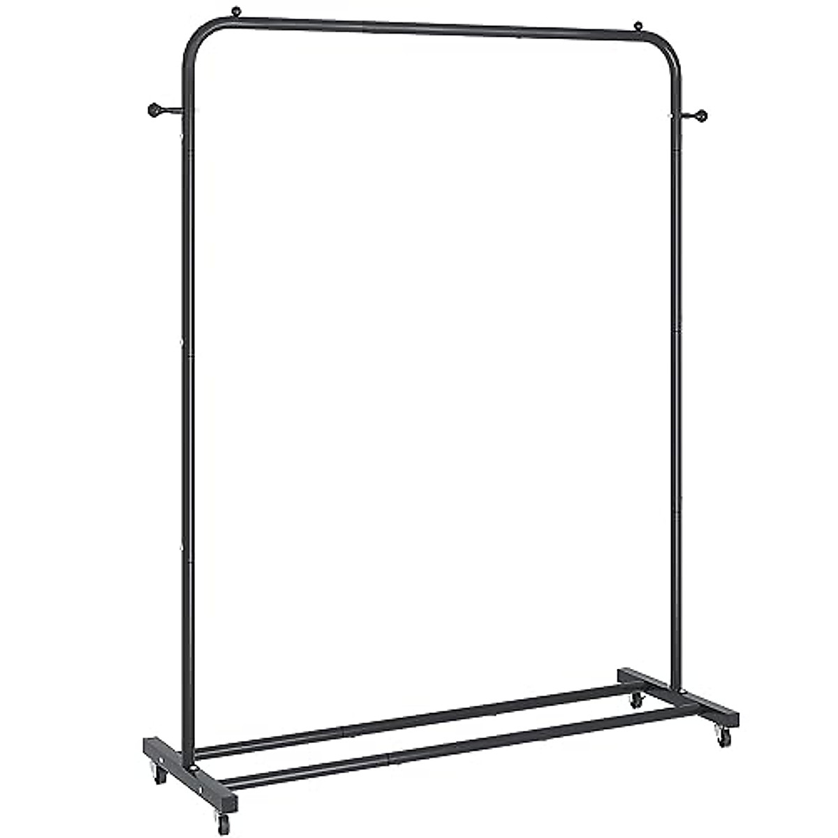 Boeeoan Garment Rack, Freestanding Simple Single Pole Clothes Rack With Wheels, Coat Rack, Multi-functional Rolling Clothing Storage Rack With 2 Hooks for Bedroom, Laundry Room, Living-room, Black