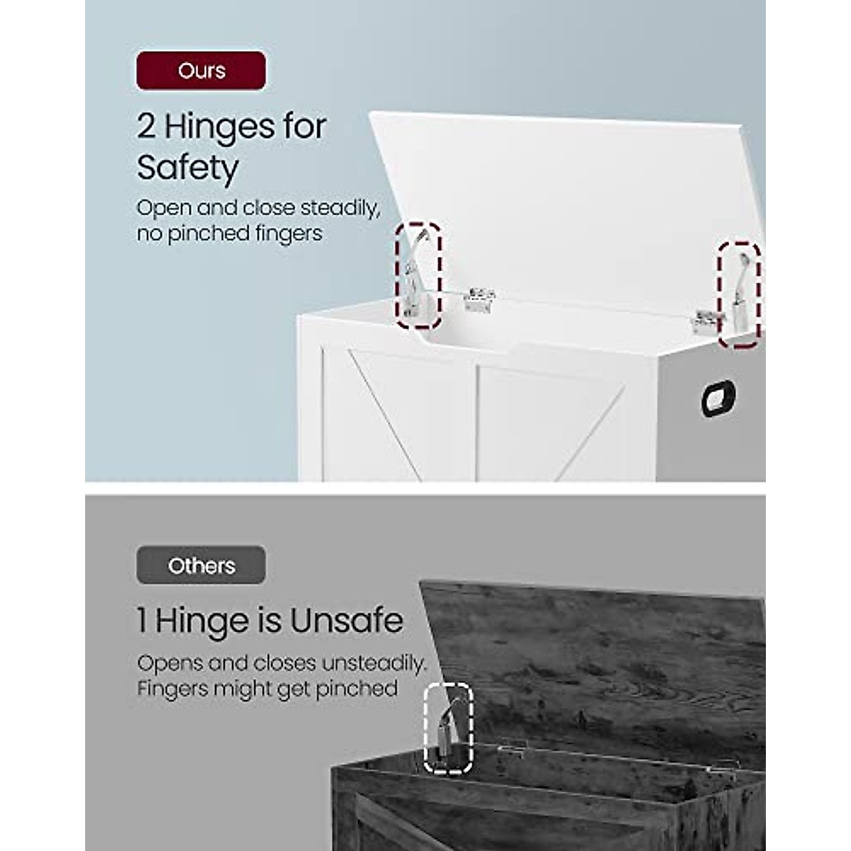 VASAGLE Storage Chest, Storage Trunk with 2 Safety Hinges, Storage Bench, Shoe Bench, Barn Style, 15.7 x 31.5 x 18.1 Inches, for Entryway, Bedroom, Living Room, White ULSB062T14