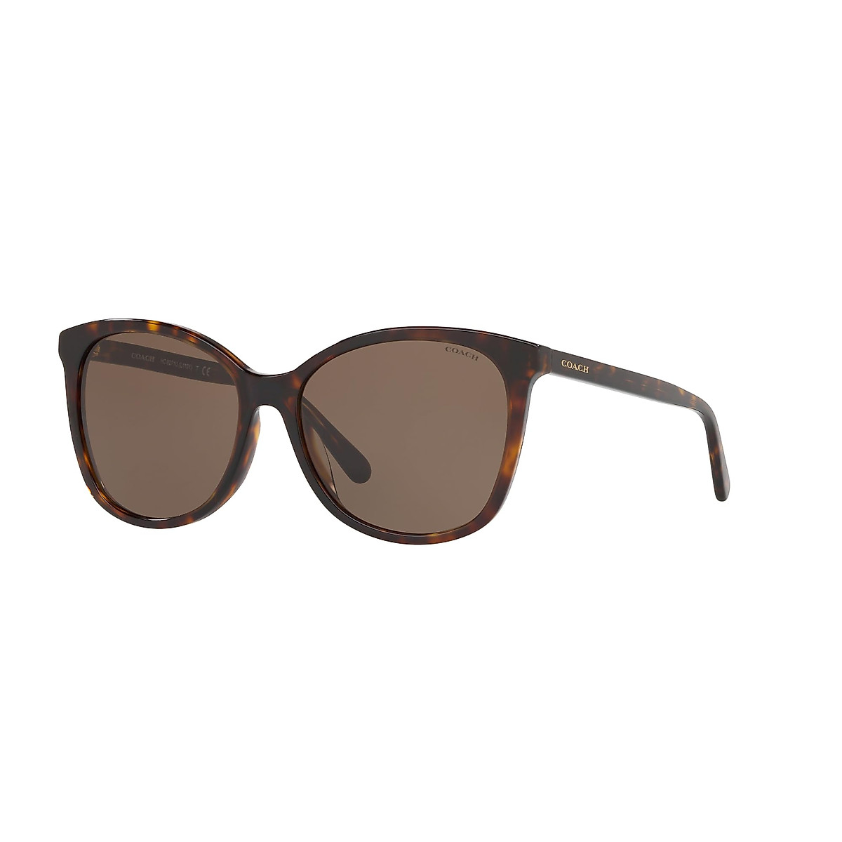 Coach HC8271U Universal Fit Sunglasses, Dark Tortoise/Dark Brown, 57 mm