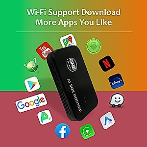 OneCarStereo CarPlay Ai Box and Android Auto Wireless Adapter Dongle, The Magic Box CarPlay Support YouTube Netflix Disney+, Download Apps with WiFi, Multimedia Video Box Built-in GPS BT HDMI