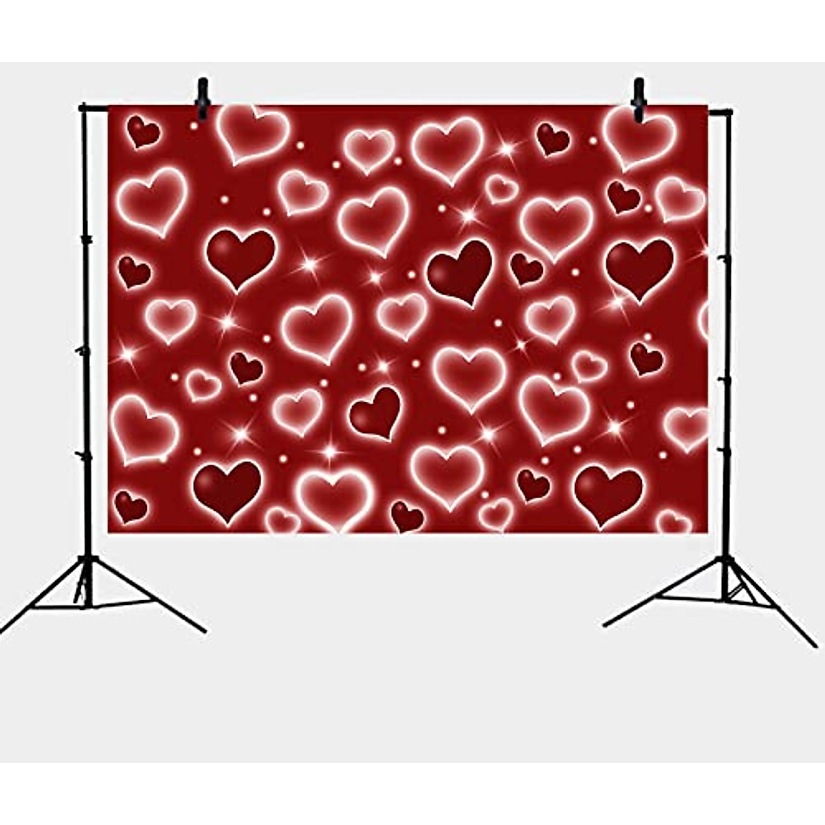 DYANG Early 2000s Backdrop for Red Heart Party Photo Backdrop Glitter Heart Sweet 16 18th 21th 30th Women Men Happy Birthday Photography Background Selfile Wall Decor (Red)