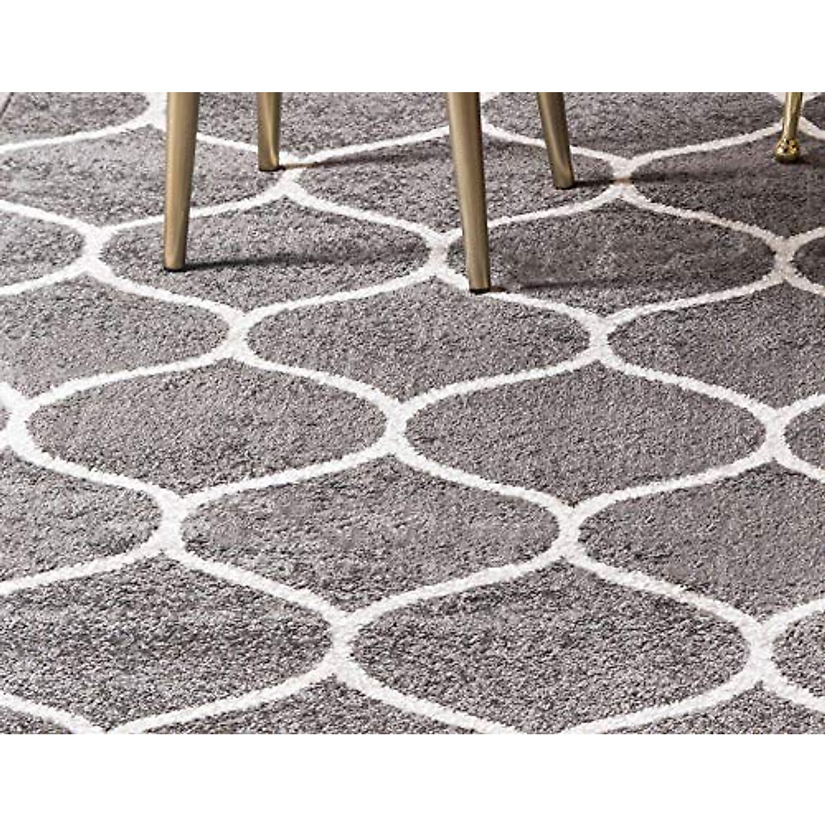 Unique Loom Trellis Frieze Collection Area Rug - Rounded (6' Round, Dark Gray/ Ivory)