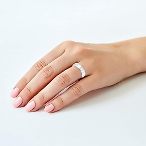 Brilliant Expressions 6MM Gold Mens Rings or Wedding Band for Women – Comfort Fit Solid Gold Ring in 14K White Gold Jewelry; Classic, Well-Polished Womens or Mens Wedding Band, Size 7