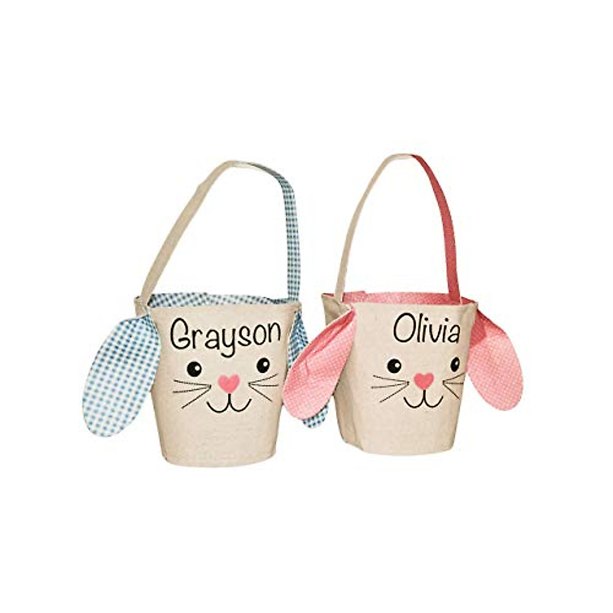 Personalized Easter Basket/Rustic Bunny Easter Baskets/Canvas Easter Tote/Bunny Ears Easter Basket with Name/Soft Easter Pail