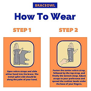 BRACEOWL Carpal Tunnel Wrist Brace, Night Sleep Support Splint - Fits Right Hand or Left Hand, Pain Relief, Support Brace for Women, Men.