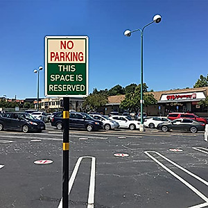 2 Pack No Parking This Space is Reserved Signs 14x10 Inches No Parking Signs Traffic Control Signs Metal Reflective Sturdy Rust Aluminum Weatherproof Durable Easy to Install