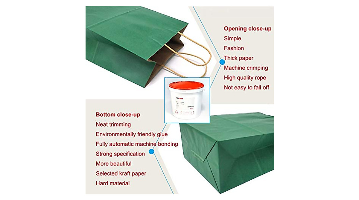 AZOWA Small Kraft Gift Bags with Handles - 50 Pack in Hunter Green