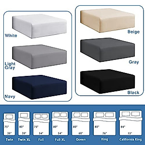 Bedecor Queen Fitted Sheet Only,21 inch Extra Deep Pocket Gray Bottom Bed Sheet, Soft Breathable,Stay in Place,for Pillow Top Mattress Thick Mattress