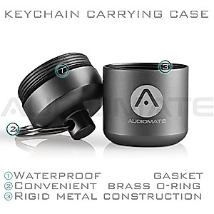 Audiomate High-Fidelity Earplugs with Metal Keychain Carry Case and 2 Interchangeable Earbuds Comfortable Soft Silicone HiFi Noise Attenuating Ear Plugs for Musicians, Concert, Sleeping & More