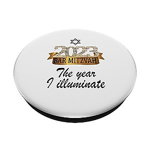 2023 Bar Mitzvah Quote Festive White Yellow Decor PopSockets Standard PopGrip